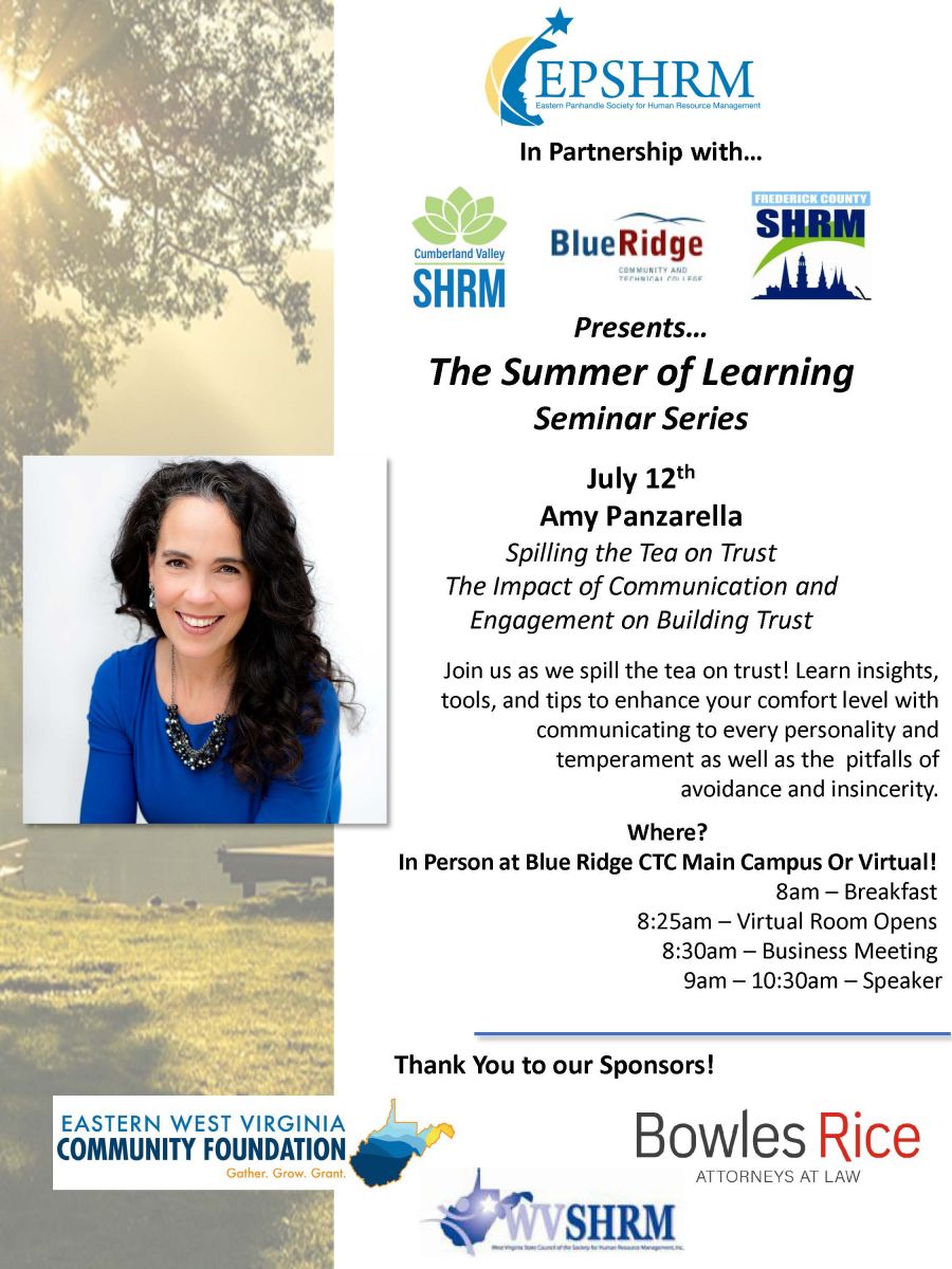 Summer of Learning July Meeting: EPSHRM Presents: Spilling the Tea on Trust: The Impact of ...